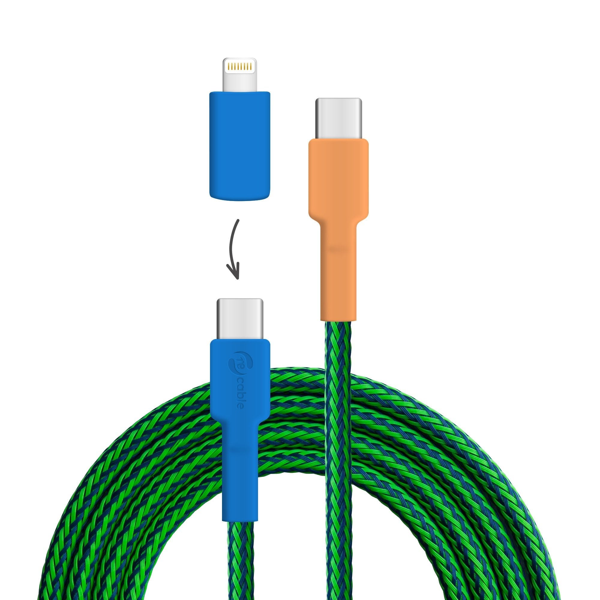 Sustainable USB-C/USB-C+Lightning cable Peacock | recable – recable.eu ...